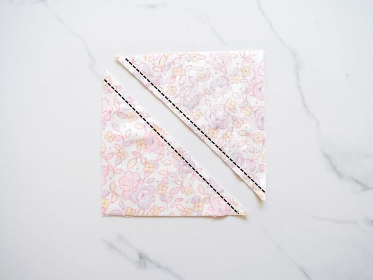 How to Sew Easy Half Square Triangles 2 at a Time - Wildish Acres